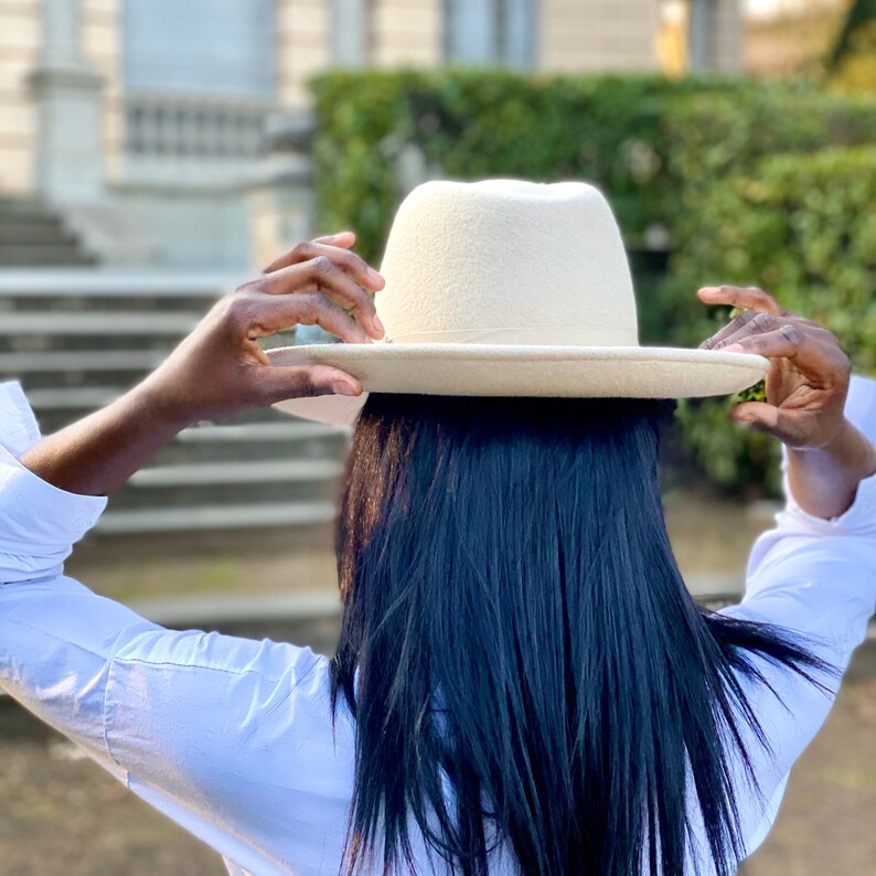 Large Brim Fedora Off-white Fedora Hat Wide Brim Fedora | Etsy