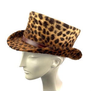Leopard Print Fur Felt Top Hat, Eco-leather Belt - Etsy