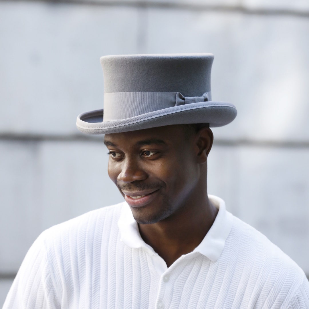 GRAY Top Hat, Grey Top Hat Low Crown, Top Hat Gray for Men and Women, Gentleman Top Hat, Low Top ...