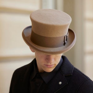Low Top Hat, CAMEL Top Hat, Light Brown Top Hat, Top Hat for Men and ...