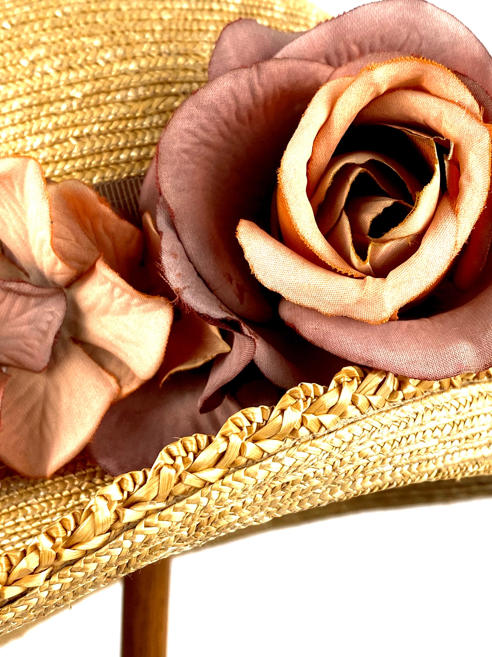 New Vintage Straw Hat - Cloche Straw Hat With Chic Floral Detail ...