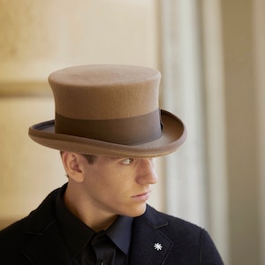 Low Top Hat, CAMEL Top Hat, Light Brown Top Hat, Top Hat for Men and ...