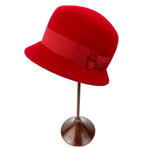Red Cloche Hat, 1920s Red Hat, Woman Red Felt Hat, Cloche Felt Hat ...