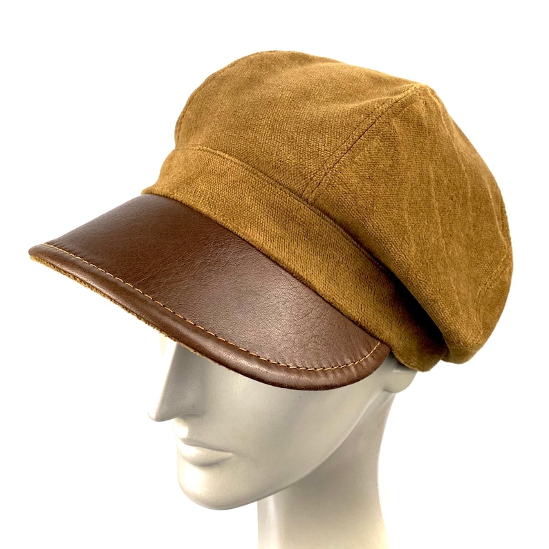 Peaky Baker Boy Cap, Brown Newsboy Cap, Herringbone Cap, Brown Velour ...