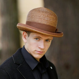 Straw Bowler, Brown Bowler Straw Hat, Derby Straw Hat, Bombin Hat ...