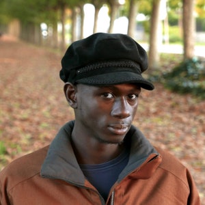 Black Sailor Hat - Elegant Black Velour Sailor Cap - Handcrafted ...