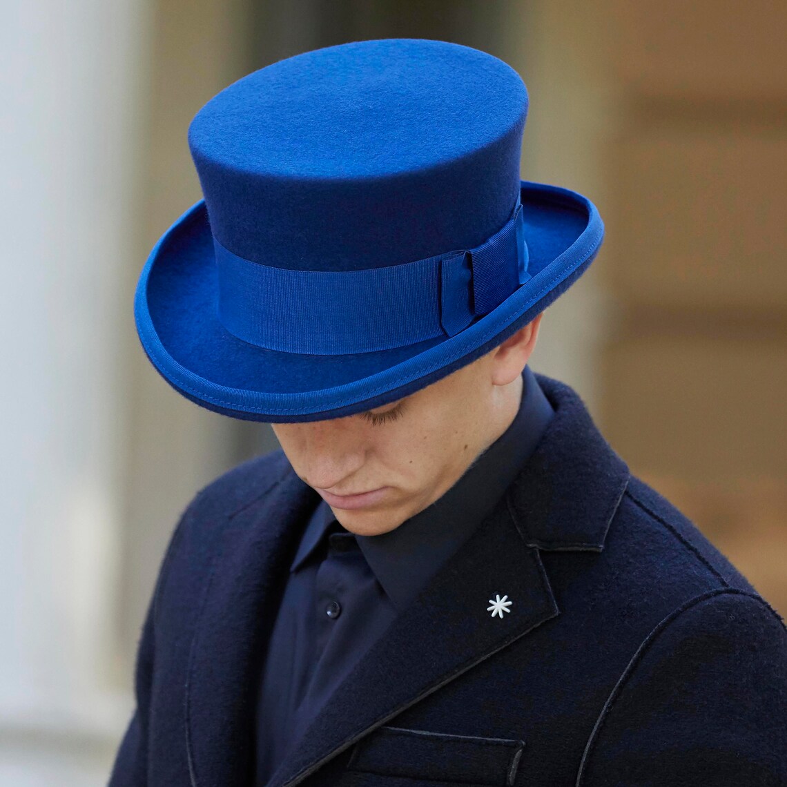 Royal Blue Low Top Hat - Edwardian Inspired - Handcrafted Unisex ...