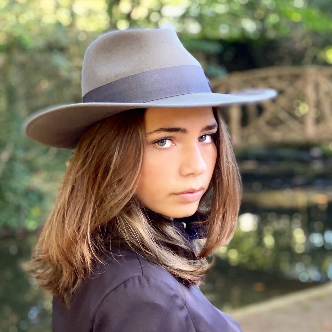 Gray Fedora Hat Wide Brim, Man Gray Fedora Hat, Woman Fedora Gray Fur ...