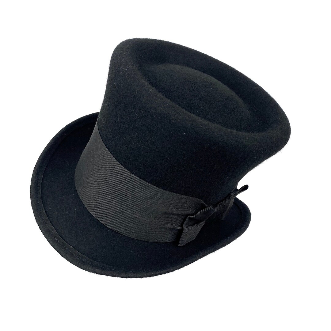 Black Felt Top Hat Stylish Pork Pie Design, Perfect for Formal Events ...