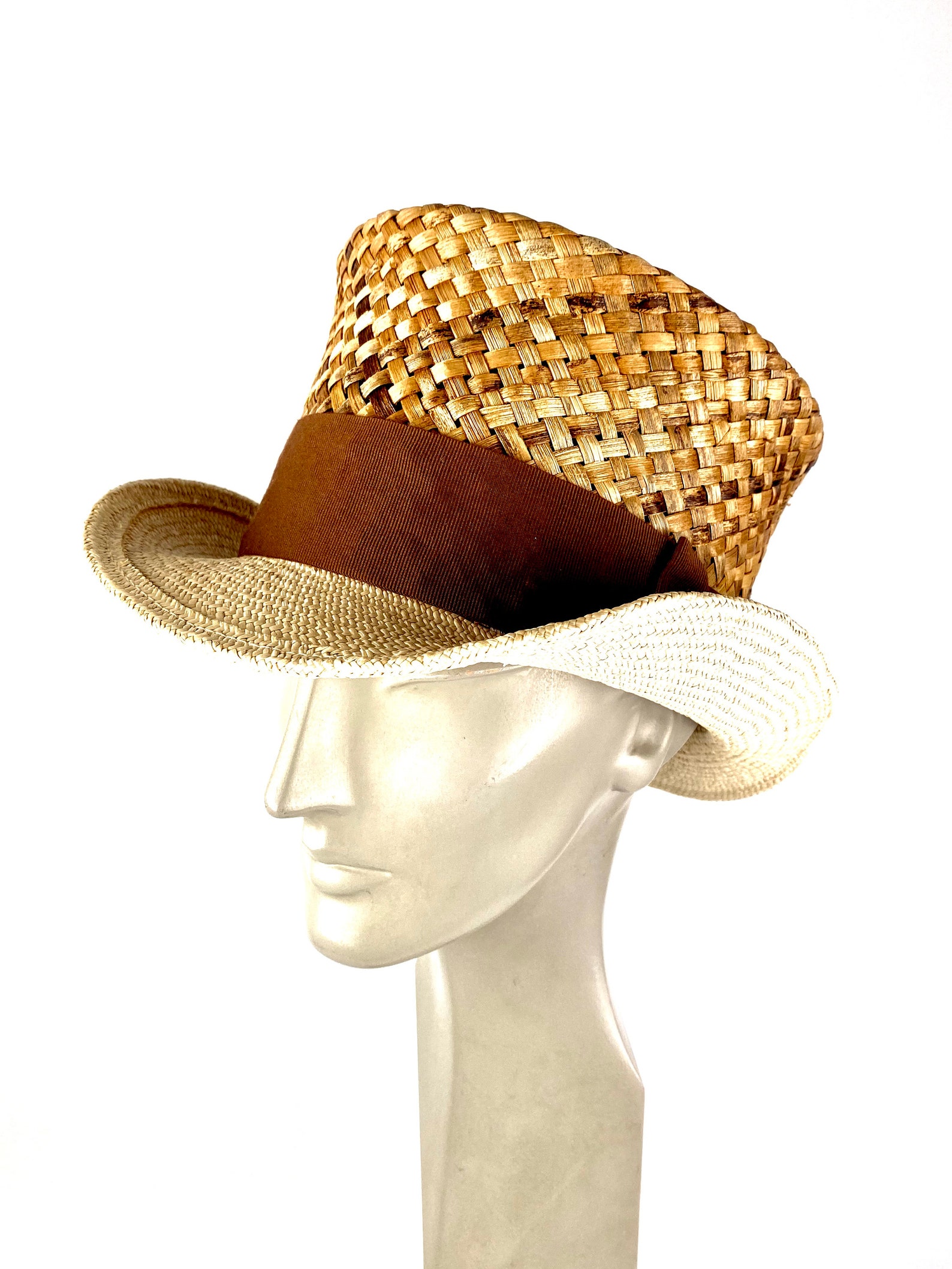 Straw Top Hat for Man and Woman, Natural Straw Top Hat in Brown and ...