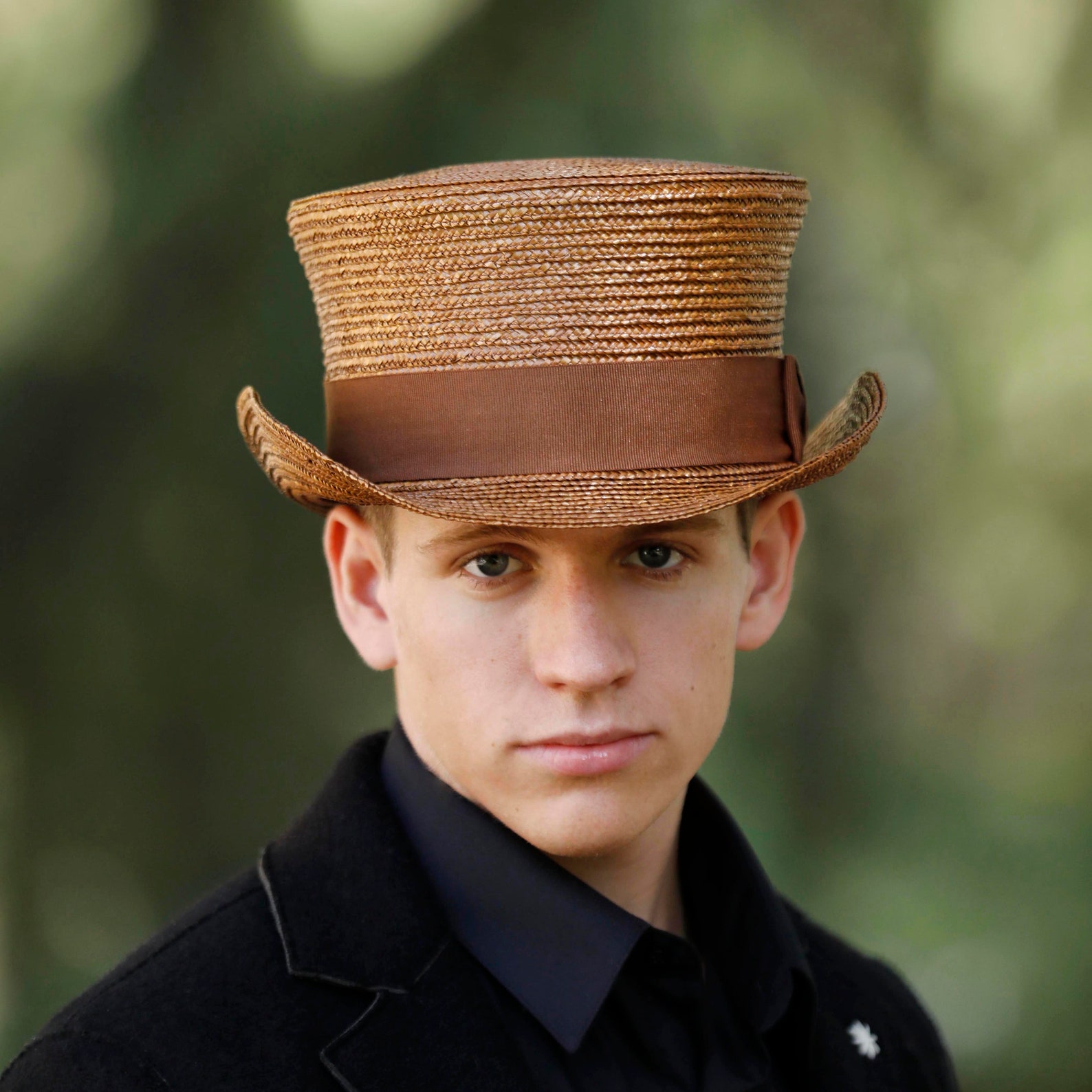 Handmade Brown Straw Low Top Summer Hat – Vintage Inspired Edwardian ...