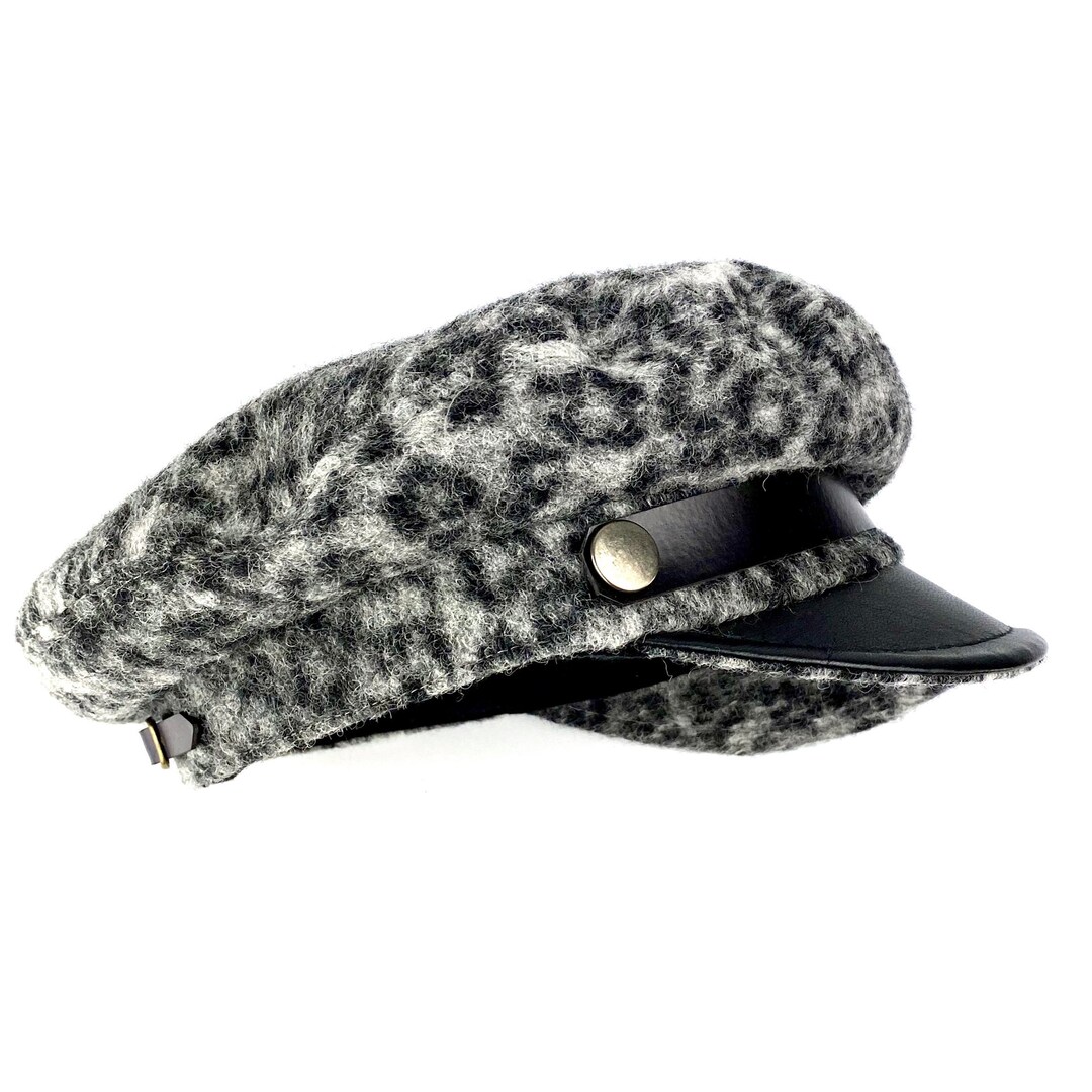 Leopard Cap Gray Leopard Wool Cap Leopard Animal Print Cap - Etsy