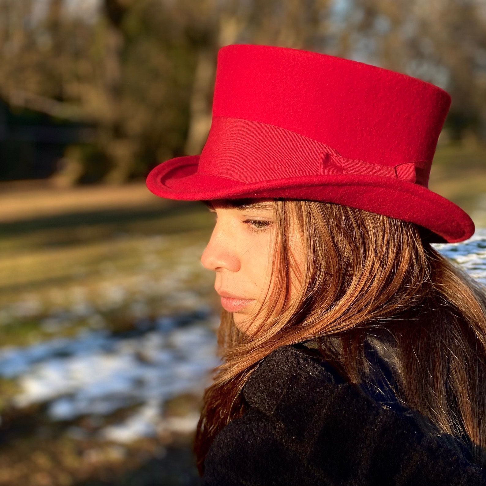Red Top Hat, Men Top Hat, Women Top Hat, Victorian Red Top Hat, Red ...