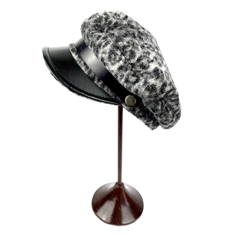 Leopard Cap Gray Leopard Wool Cap Leopard Animal Print Cap - Etsy