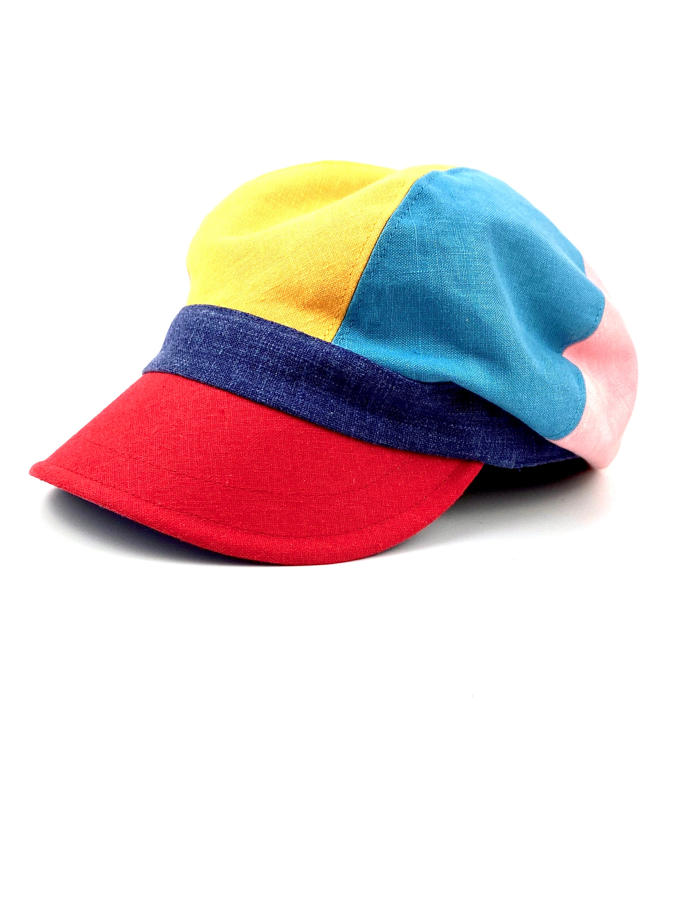 Colorful clown cap multicolored newsboy linen cap for summer | Etsy