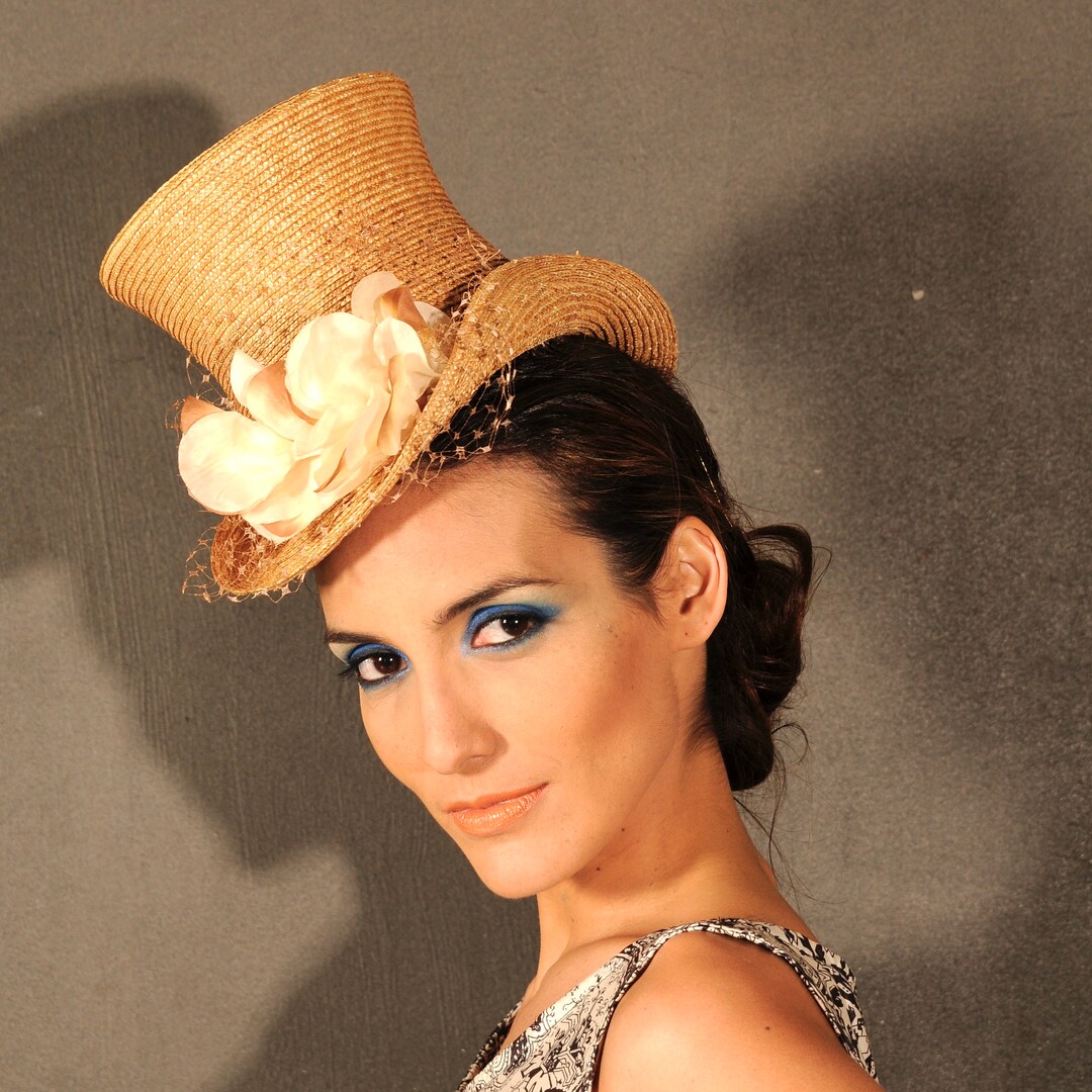 Wedding Straw Top Hat Straw Top Hat Fascinator Mini Top Hat - Etsy