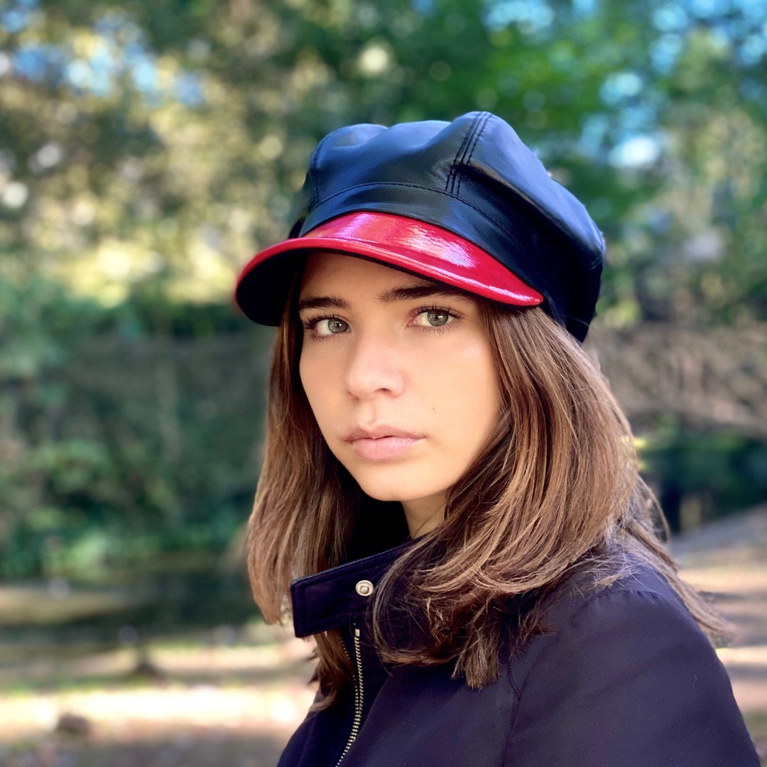 Newsboy Leather Cap for Women - Classic Newsboy Gatsby Baker Boy Hat ...