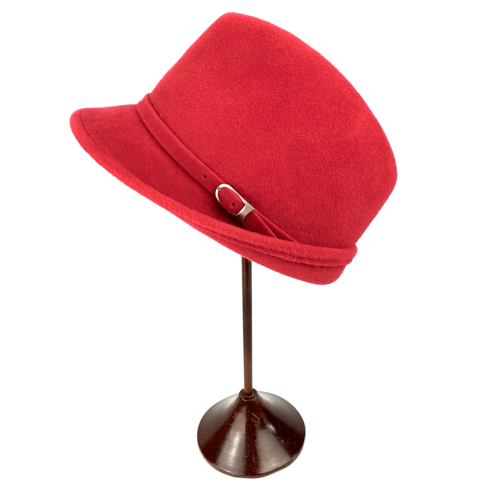 Red fedora hat fur felt fedora hat woman red hat red fur | Etsy