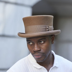 Top Hat Felt, Light Brown Top Hat, Low Top Hat, Brown Top Hat, Wool ...
