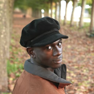 Black Sailor Hat - Elegant Black Velour Sailor Cap - Handcrafted ...