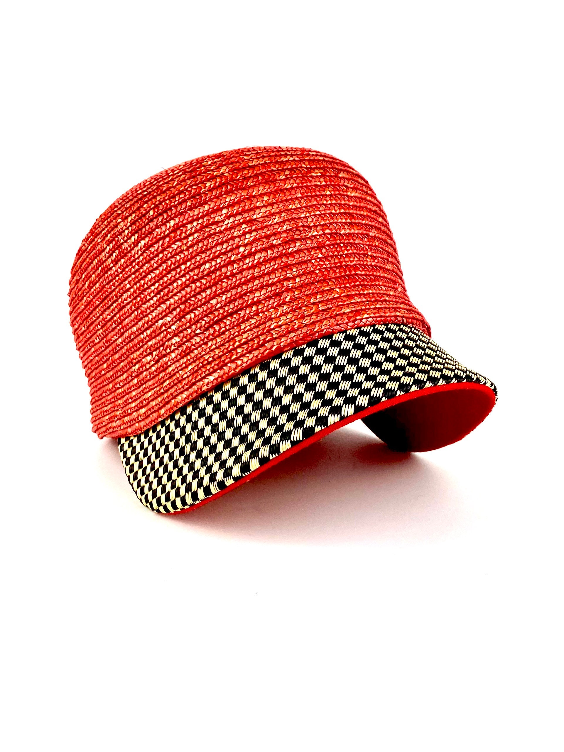 Checkerboard Straw Cap in Red Red Checkerboard Cap Hat | Etsy