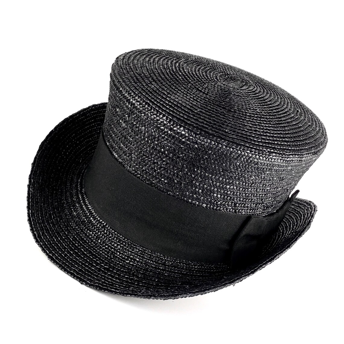 Black Straw Top Hat for Men and Women - Stylish Low Top Hat for Summer ...