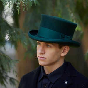 Green Top Hat, BOTTLE Green Top Hat, Formal Low Top Hat, Shorter Top ...