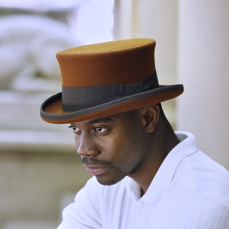 Chocolate Brown Felt Top Hat, Edwardian Style Wardrobe - Etsy