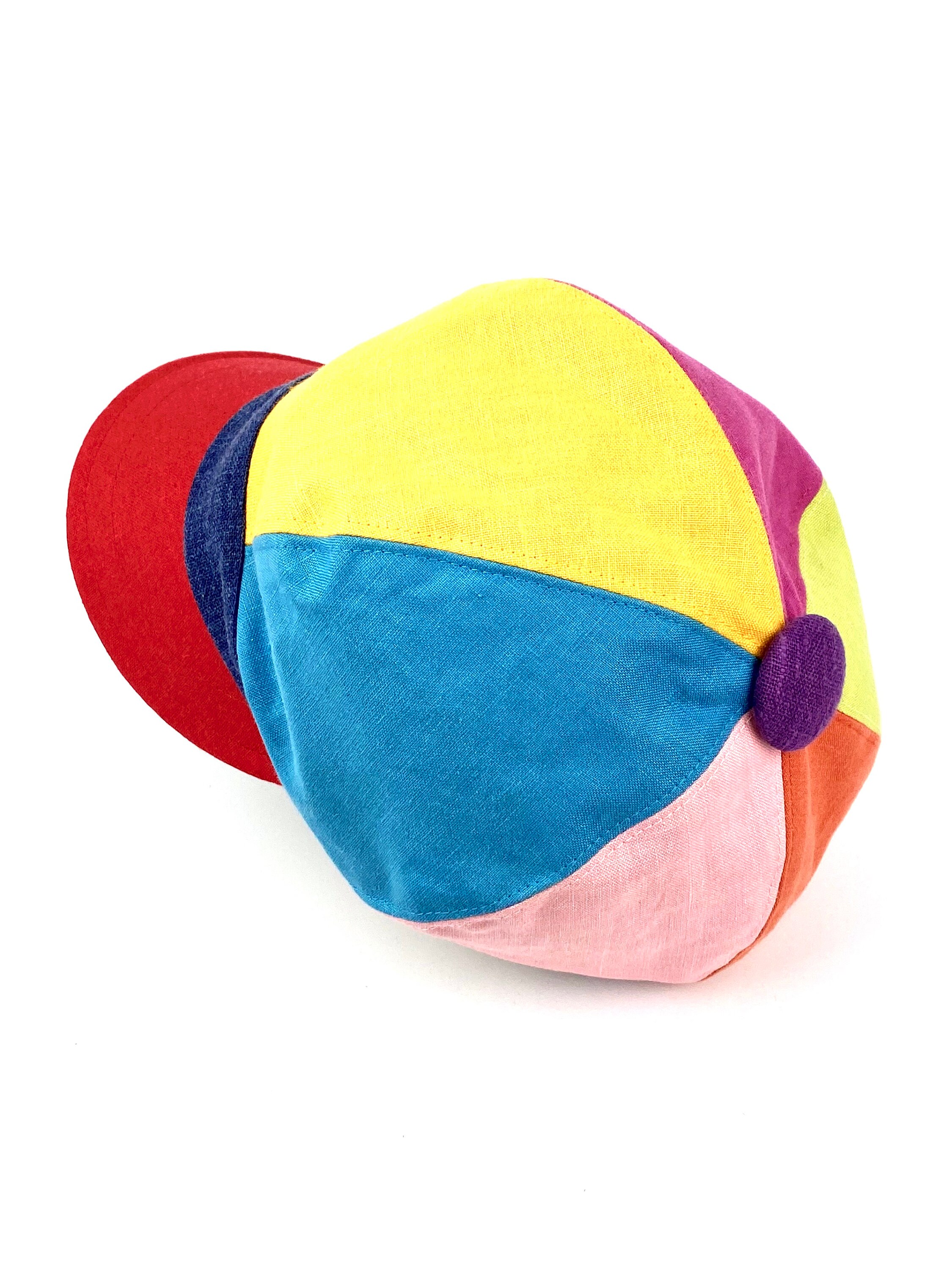 Colorful clown cap multicolored newsboy linen cap for summer | Etsy