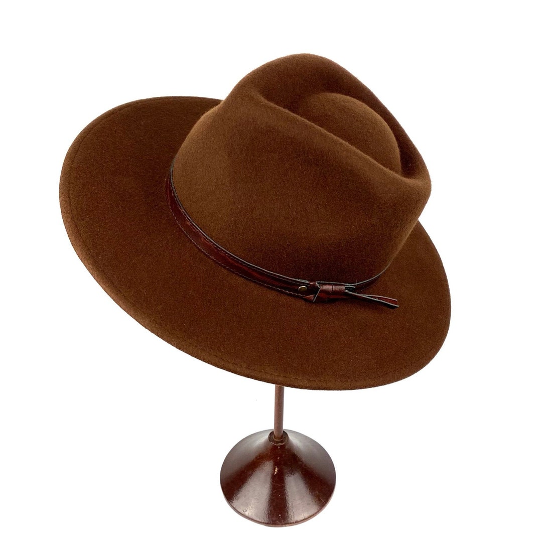 Felt Fedora Hat, Flat Brim Fedora Hat, Fedora Hat for Man, Brown Fedora ...