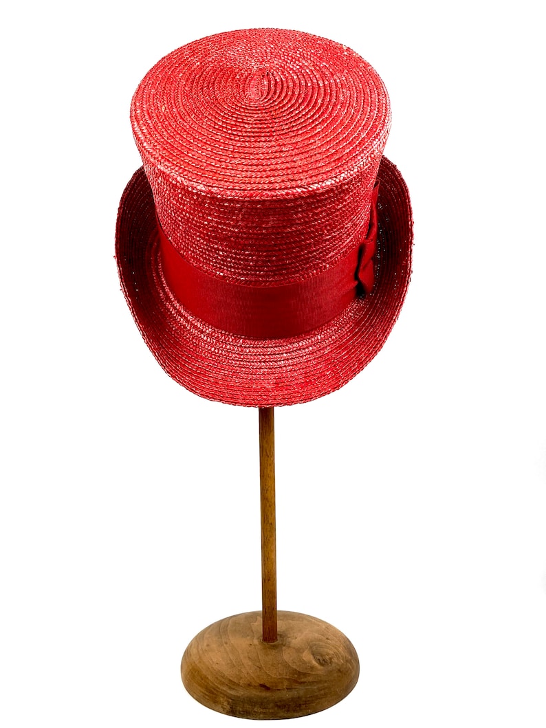 Red Straw Top Hat Red Summer Straw Hat Edwardian Red Hat - Etsy