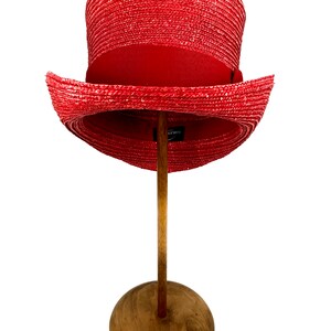 Red Straw Top Hat, Red Summer Straw Hat, Edwardian Red Hat, Red Topper ...