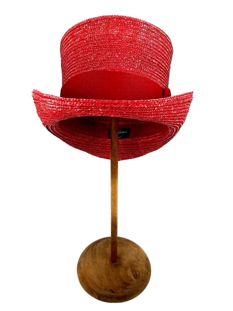 Red Straw Top Hat Red Summer Straw Hat Edwardian Red Hat - Etsy