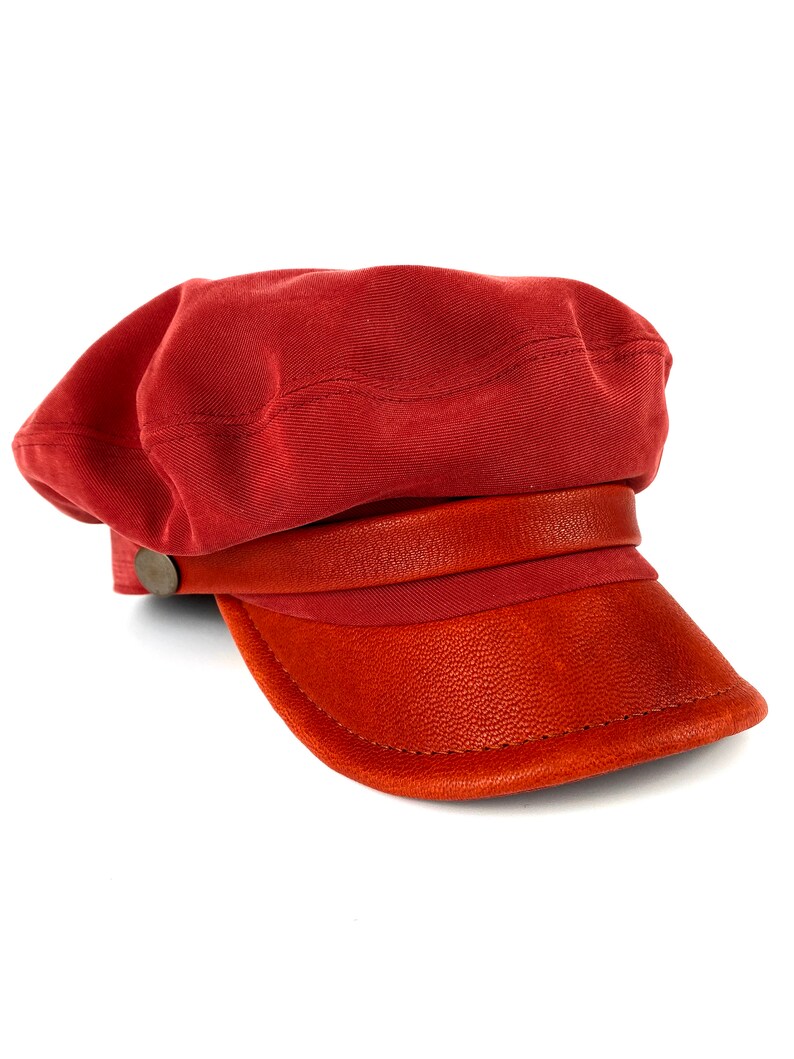 Garnet Red Twill Cotton Sailor Cap Red Cotton Cap With | Etsy