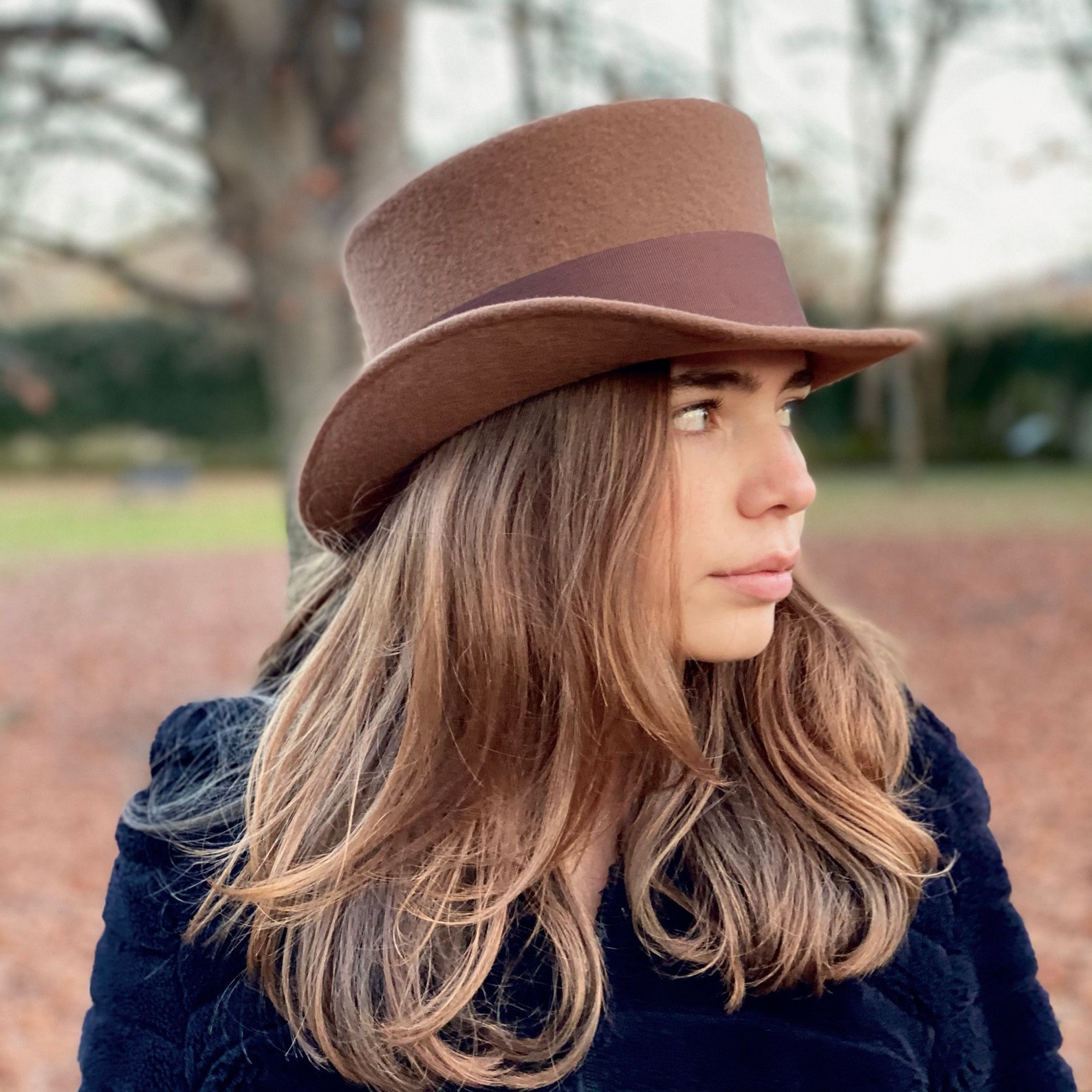 Low Top Hat Light Brown Top Hat Short Top Hat Felt Top Hat - Etsy