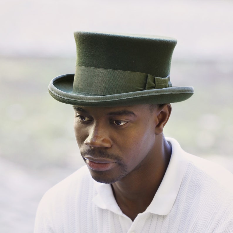Green Loden Wool Felt Top Hat- Low Crown Opera Hat - Etsy