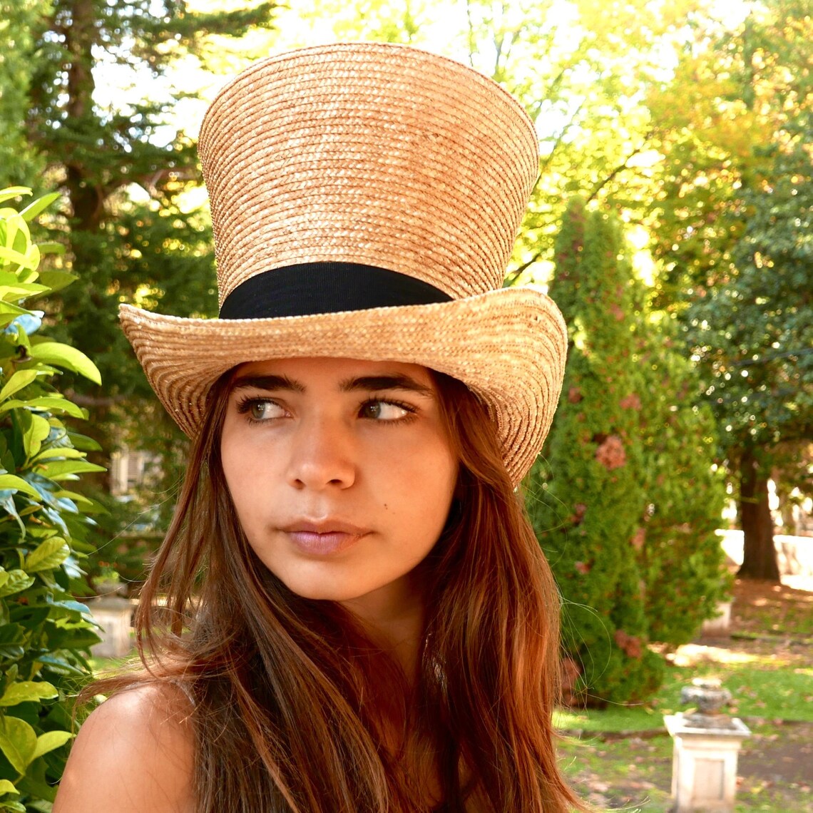 Regency Top Hat Empire Straw Top Hat Stovepipe Straw Top - Etsy