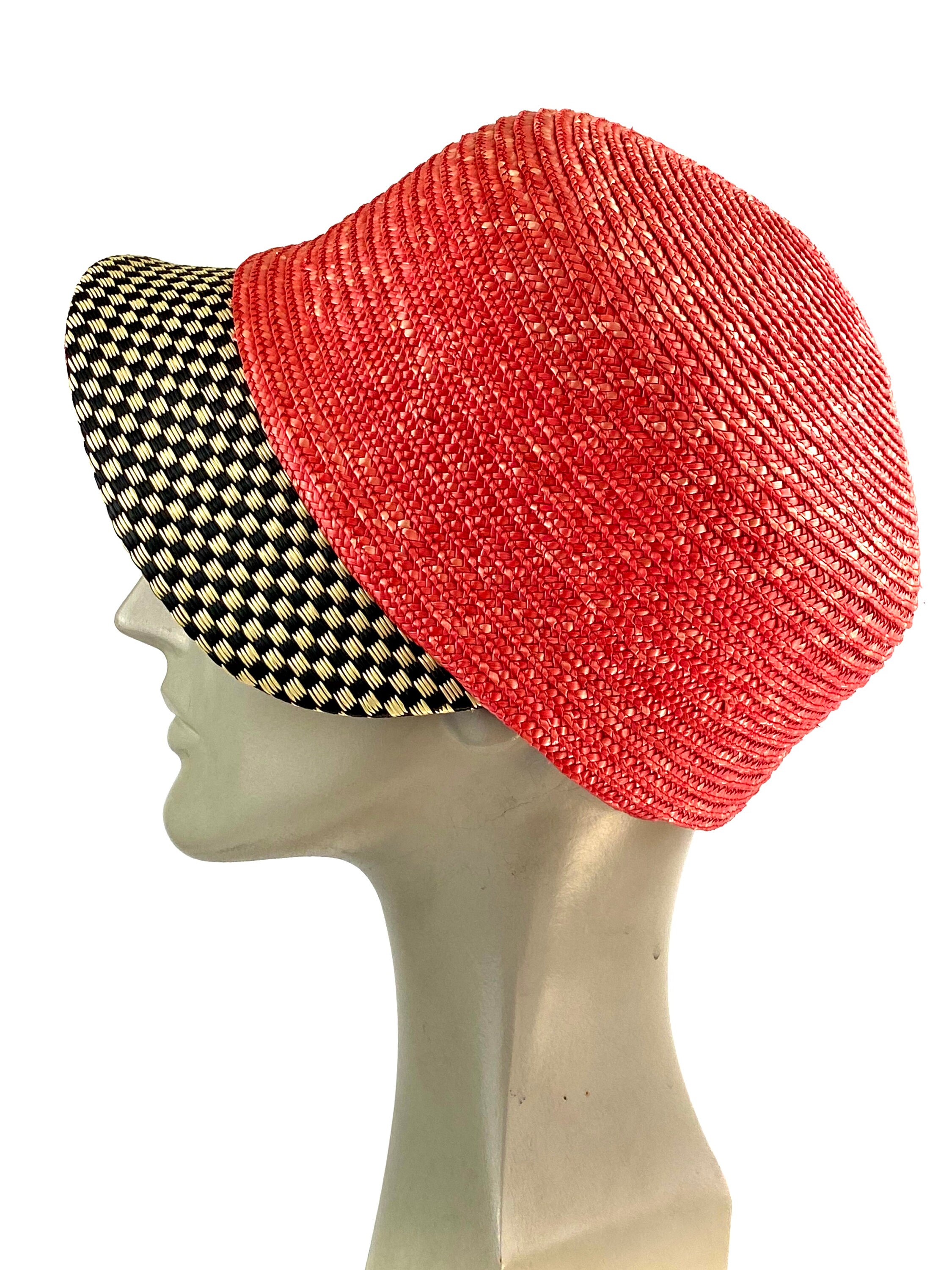 Checkerboard Straw Cap in Red Red Checkerboard Cap Hat | Etsy