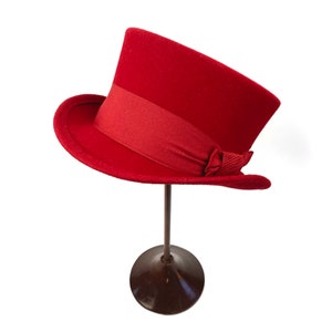 Red Top Hat, Men Top Hat, Women Top Hat, Victorian Red Top Hat, Red ...