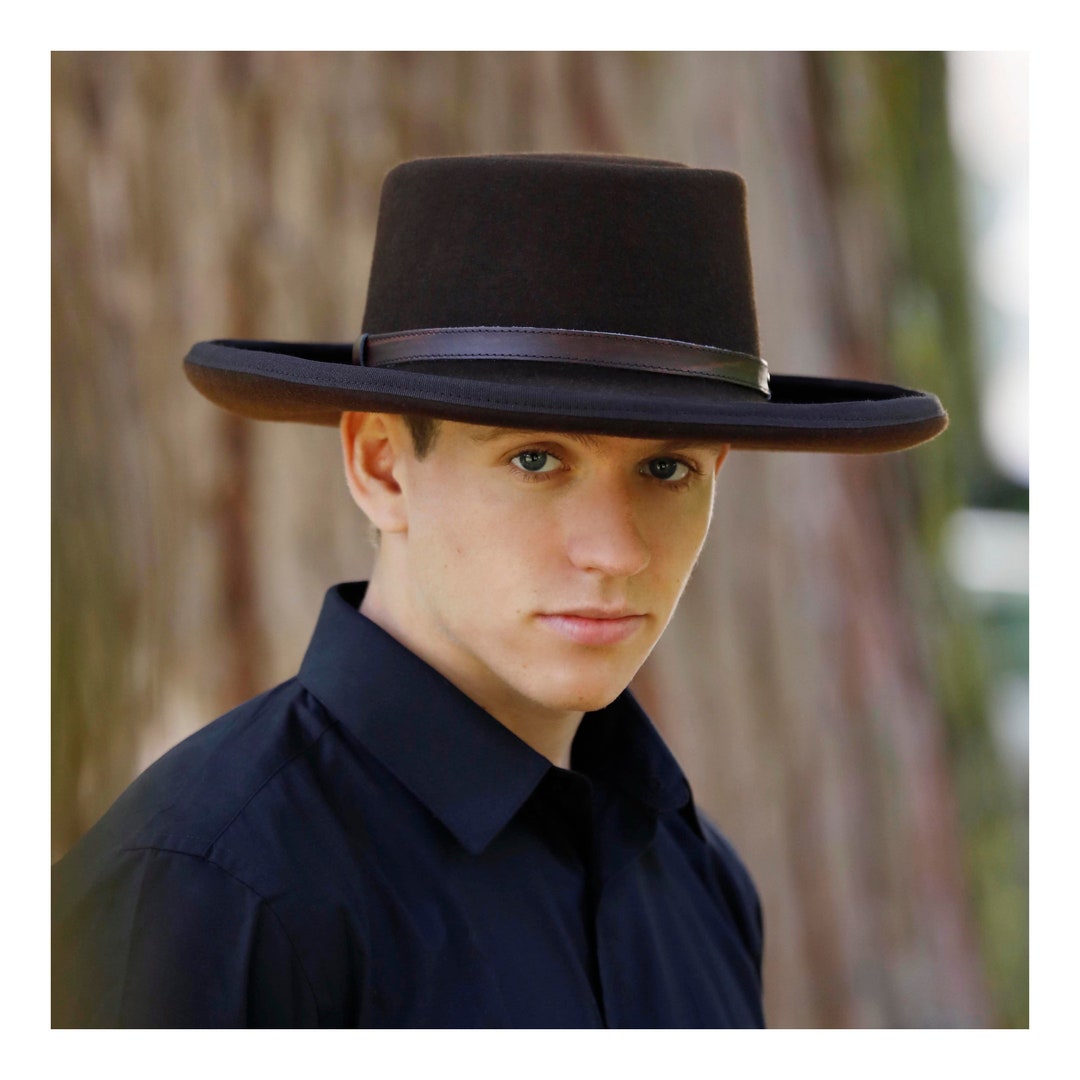 Felt Gambler Hat Wide Brim - Cowboy Gambler Hat - Large Brim Bolero for ...