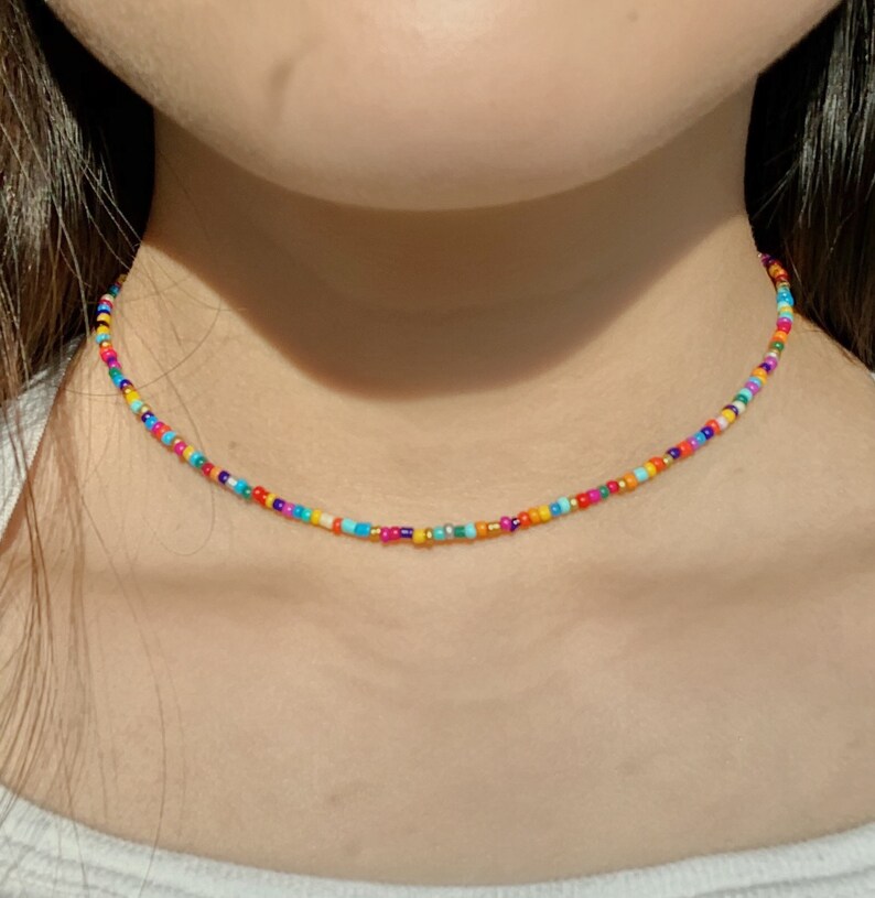 Multicolor Beaded Choker, Vsco, Rainbow, Beach Vibe, Summer, Dainty ...
