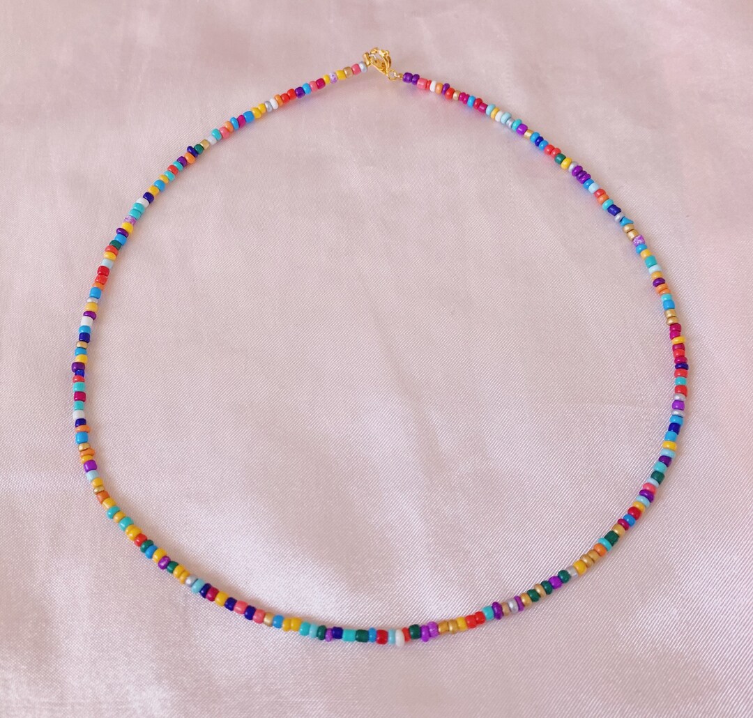 Multicolor Beaded Choker, Vsco, Rainbow, Beach Vibe, Summer, Dainty ...