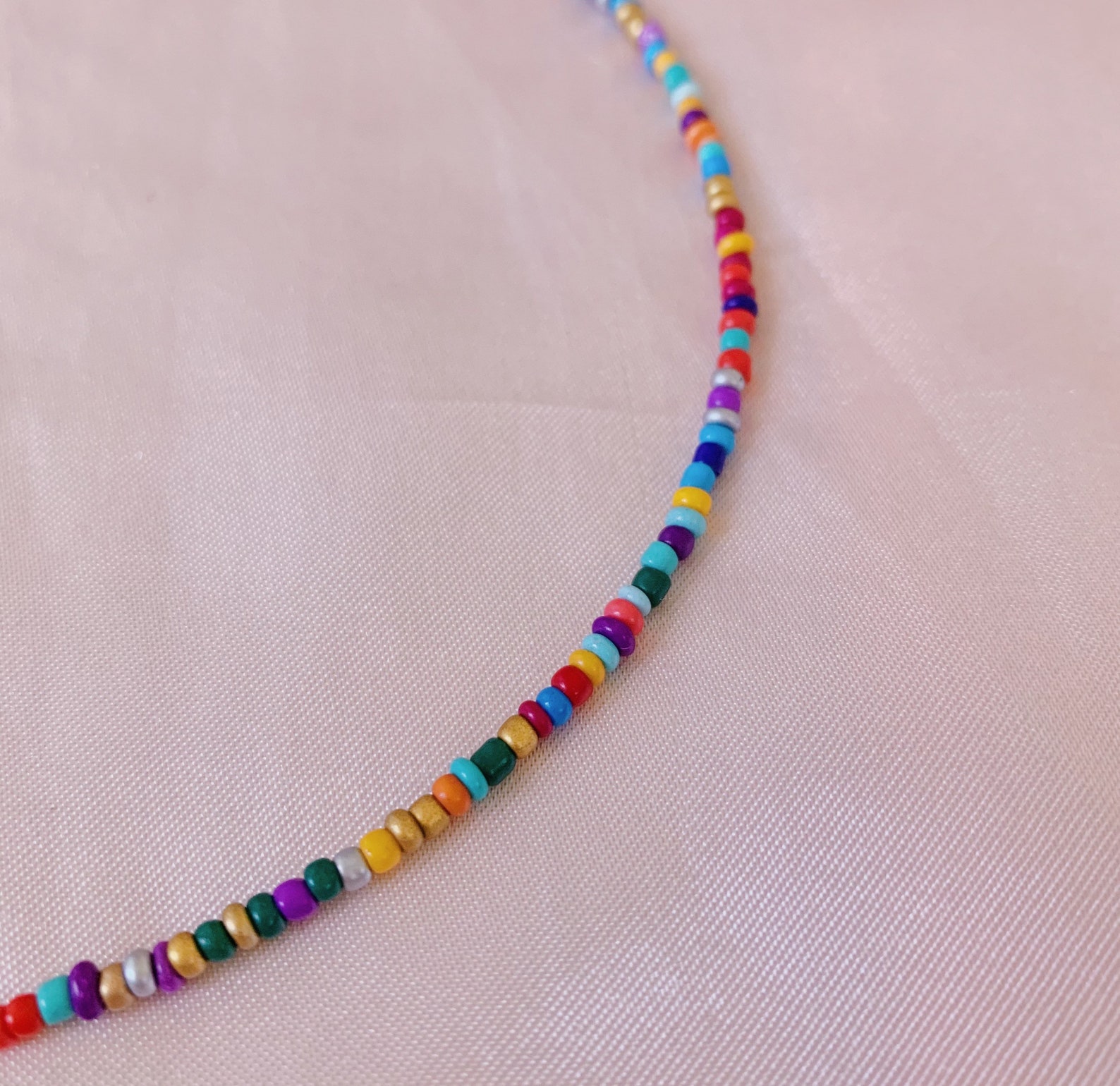 Multicolor Beaded Choker, Vsco, Rainbow, Beach Vibe, Summer, Dainty ...