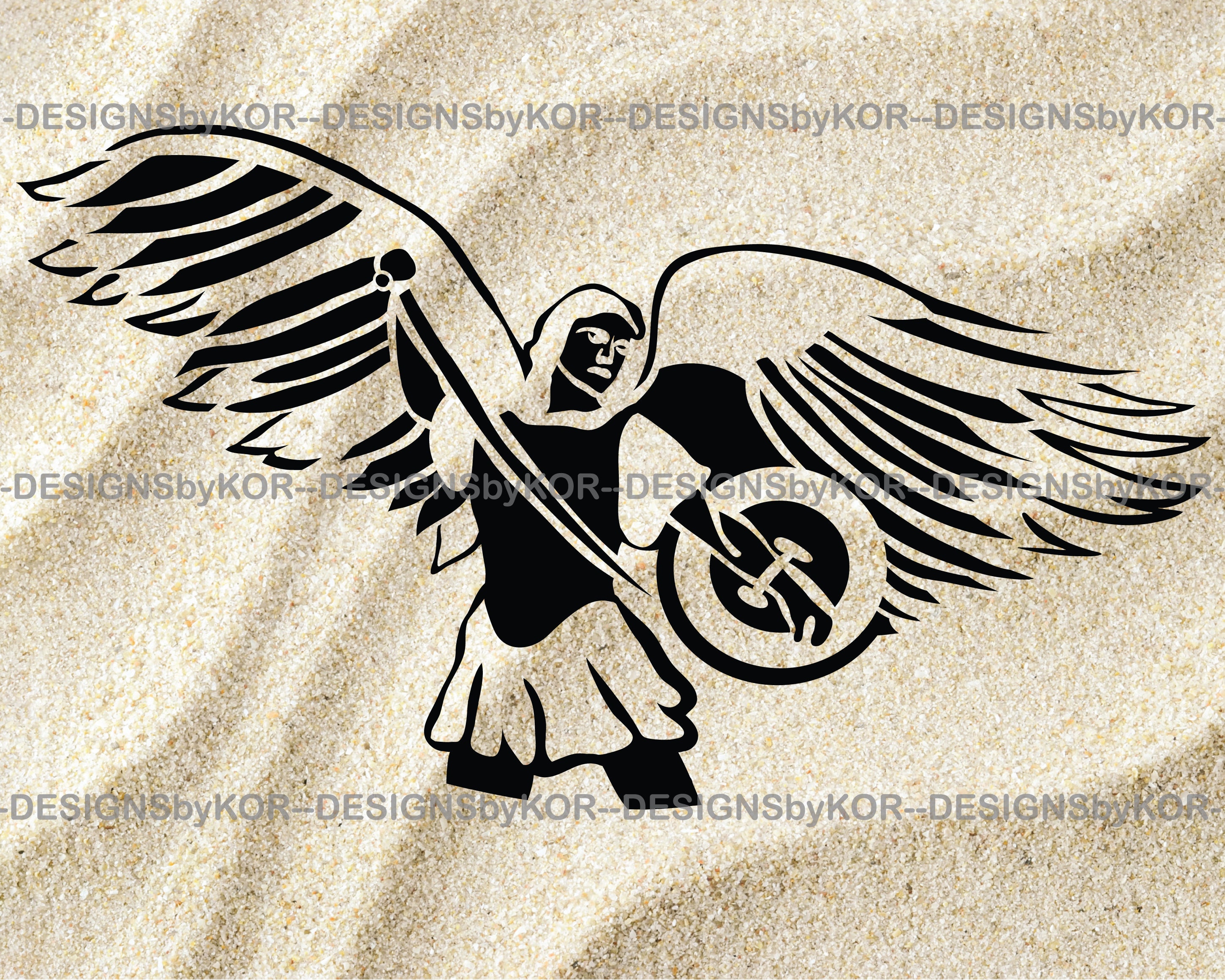 Archangel 3 Svg and 3 Png - Silhouette Designs of Archangel Michael - 3 ...