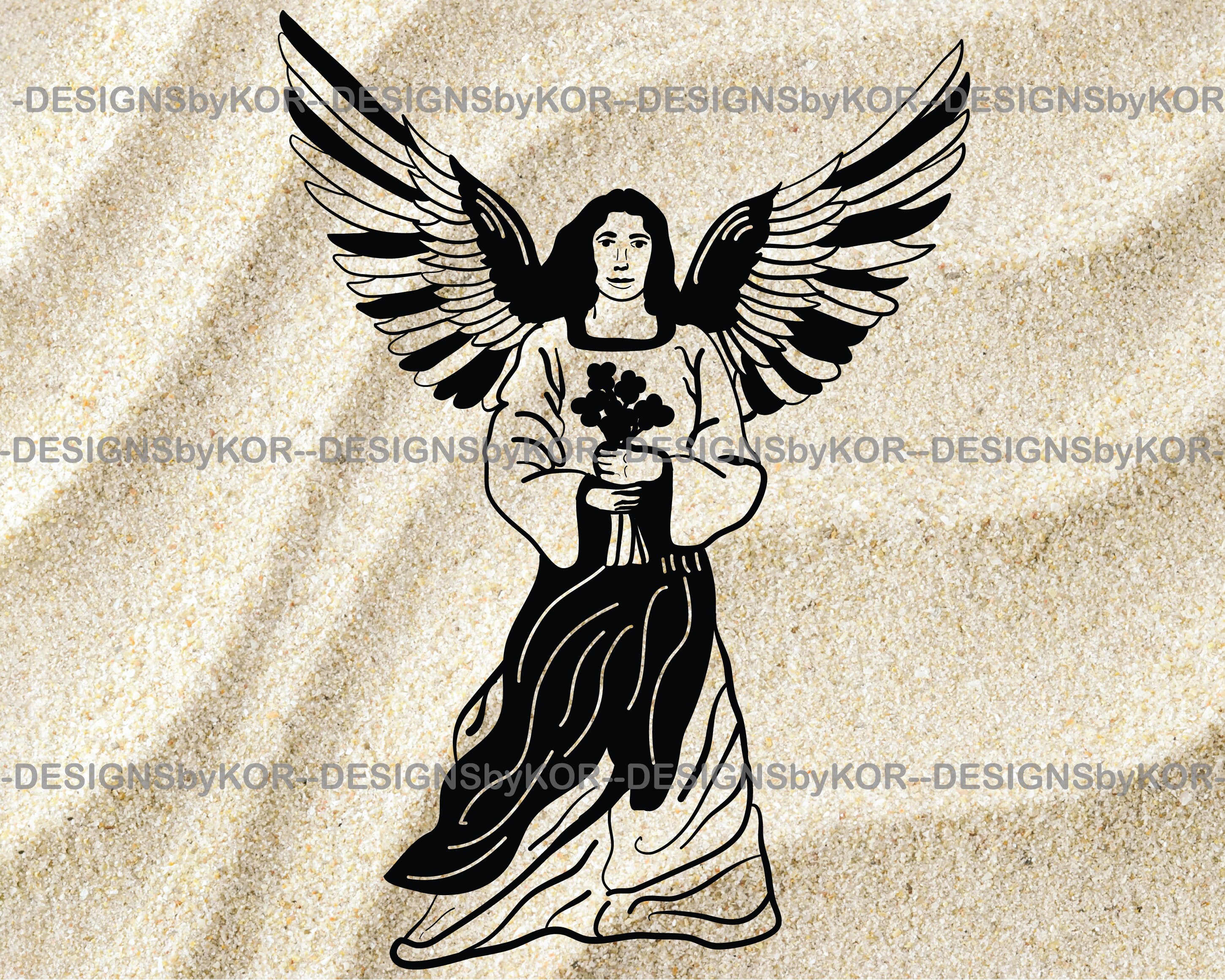 Archangel 2 Svg and 2 Png - Silhouette Designs of Archangel Gabriel - 2 ...