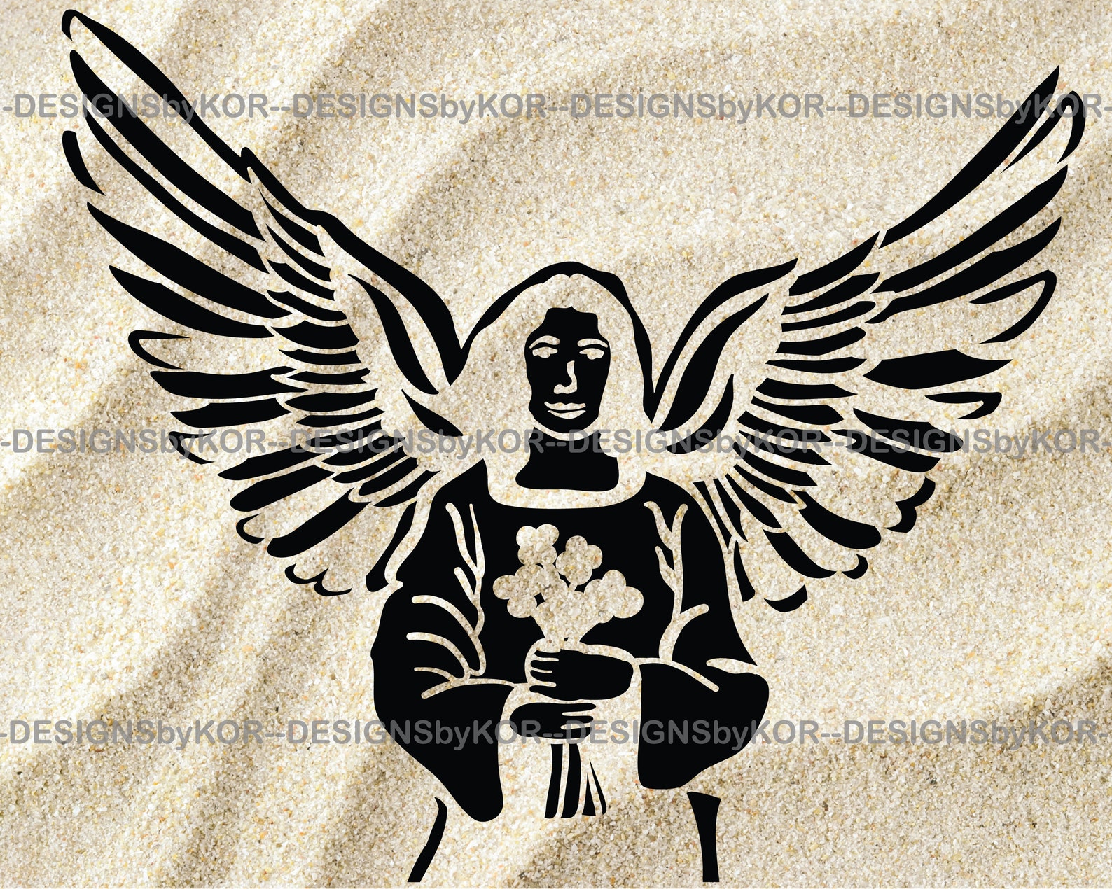 Archangel 2 Svg and 2 Png - Silhouette Designs of Archangel Gabriel - 2 ...
