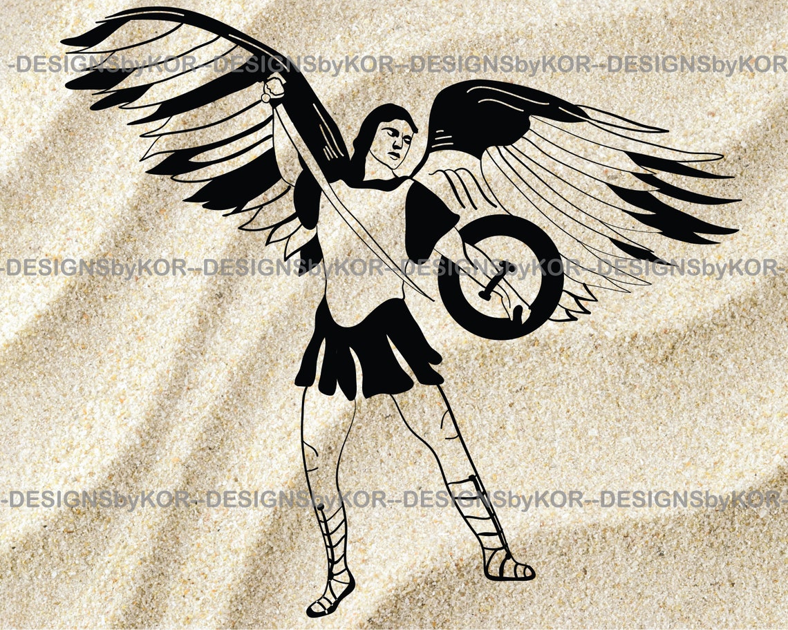 Archangel 3 Svg and 3 Png - Silhouette Designs of Archangel Michael - 3 ...