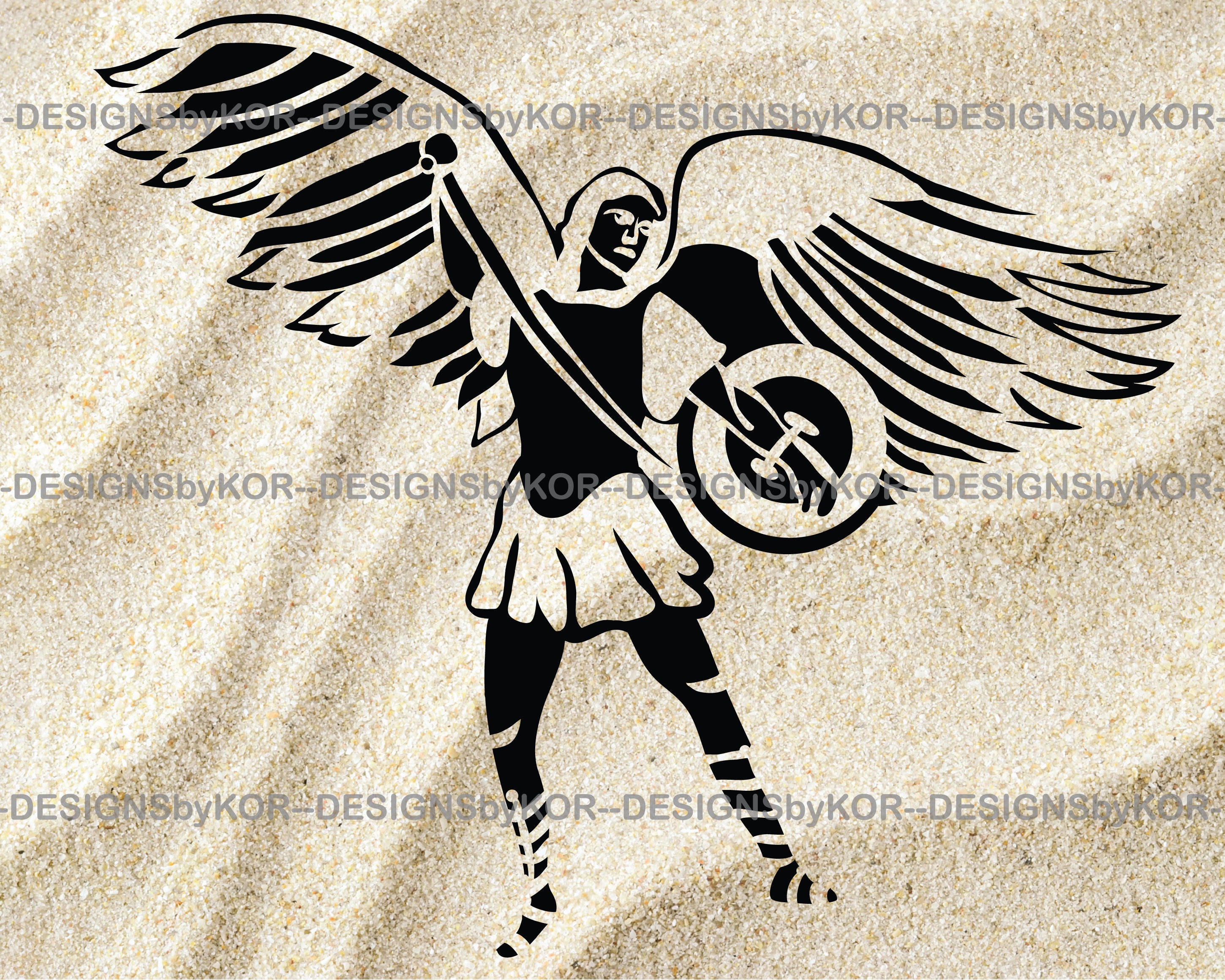 Archangel 3 Svg and 3 Png - Silhouette Designs of Archangel Michael - 3 ...