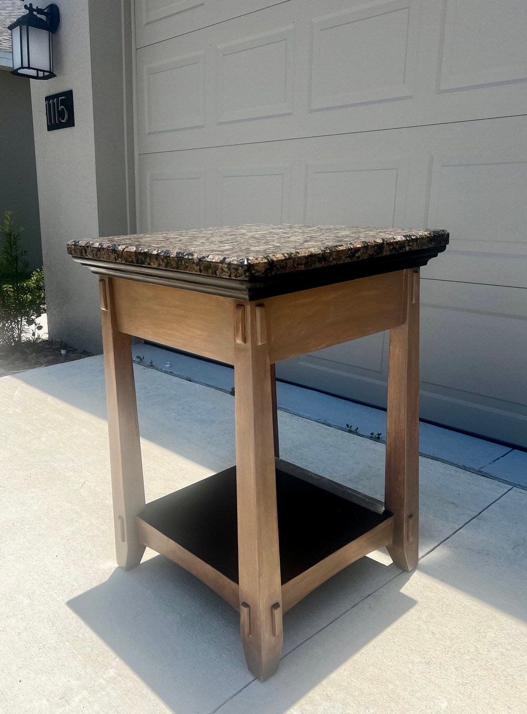 Baltic Brown Polished Granite Wood End Table - Etsy
