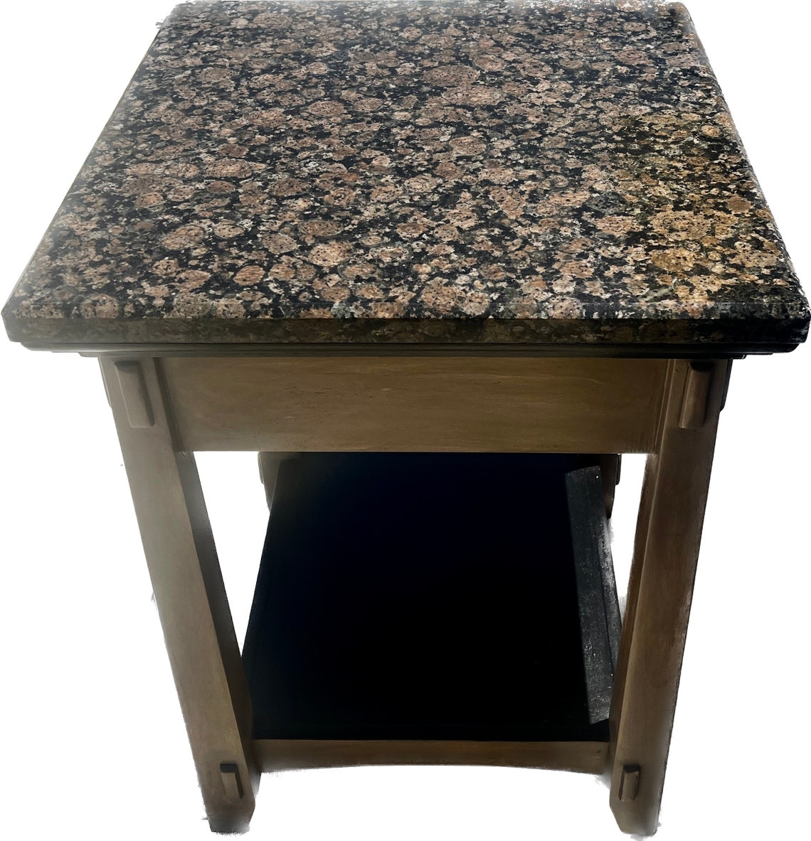 Baltic Brown Polished Granite Wood End Table - Etsy